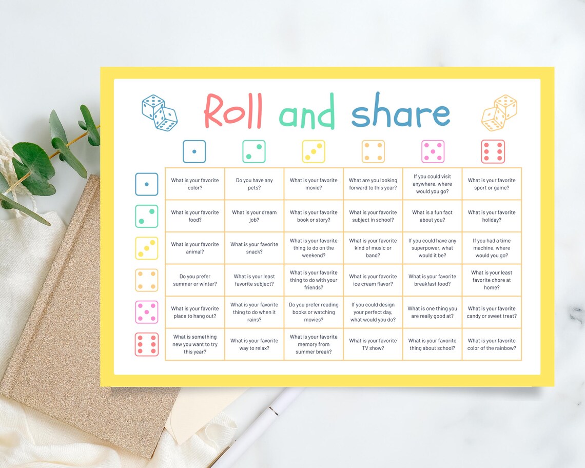 Roll and Tell Game, Dicebreaker for Kids, Back to School Icebreaker ...