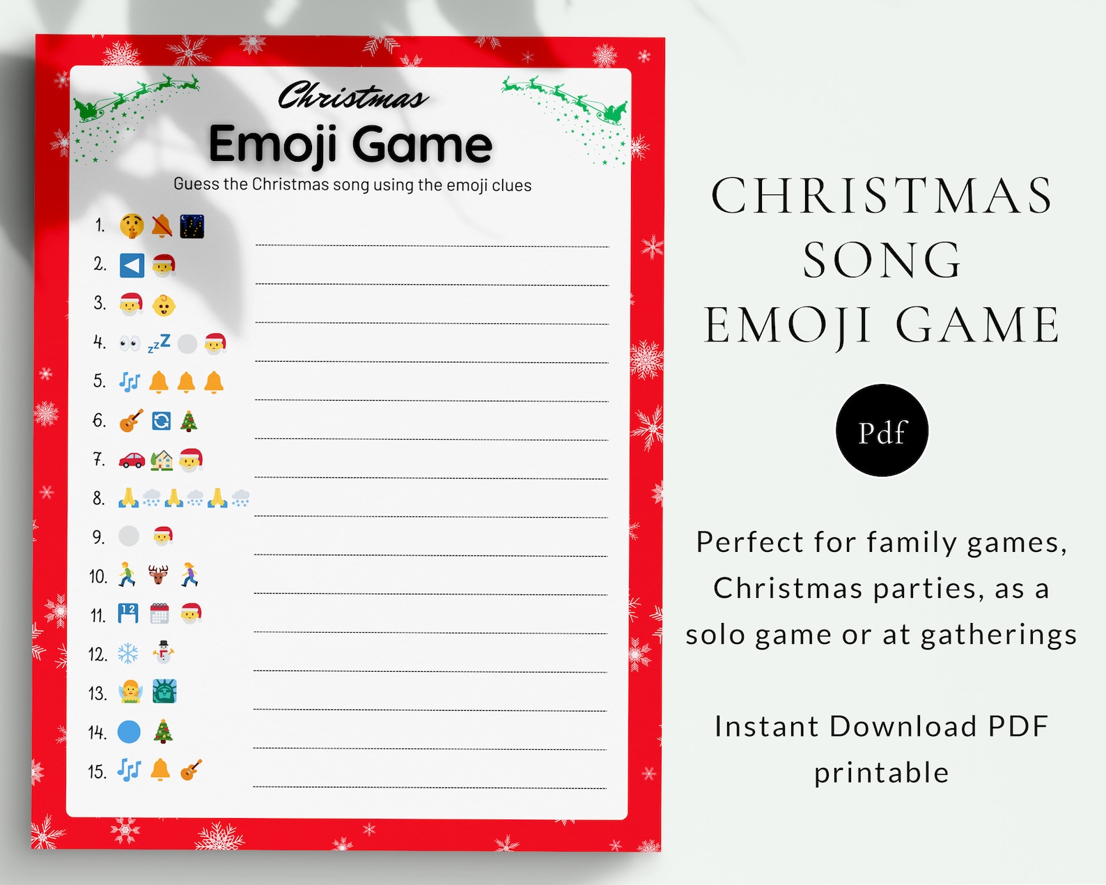 Christmas Emoji Pictionary Game, Christmas Songs Game, Printable ...