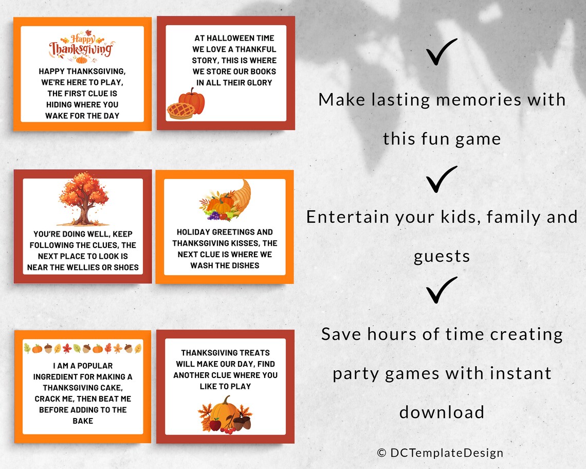 Thanksgiving Treasure Hunt Game Printable, Thanksgiving Party Games ...