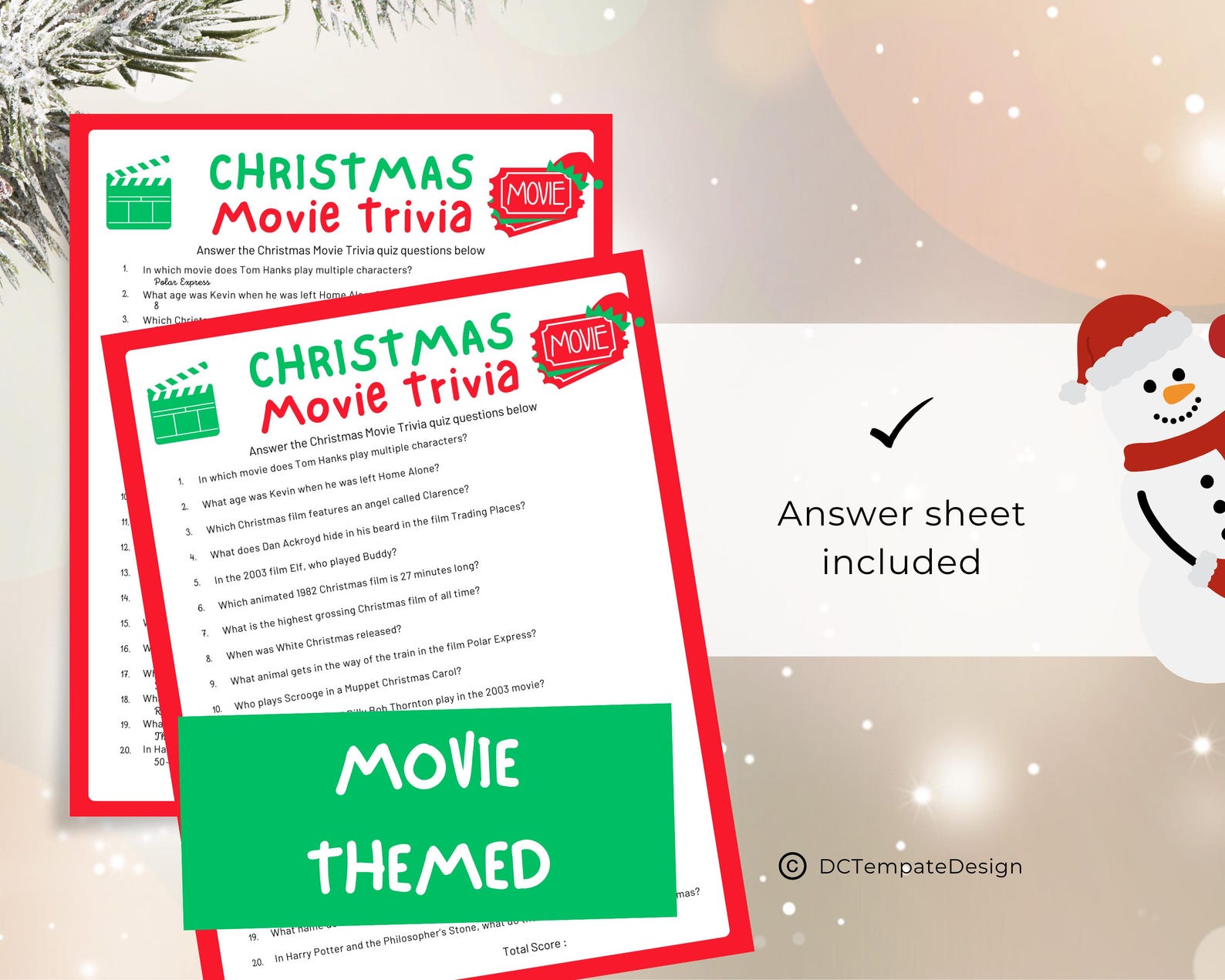 Christmas Movie Trivia Game, Christmas Party Game, Christmas Family ...
