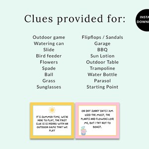 Summer Scavenger Hunt Game, Outdoor Scavenger Hunt Clues, Garden ...