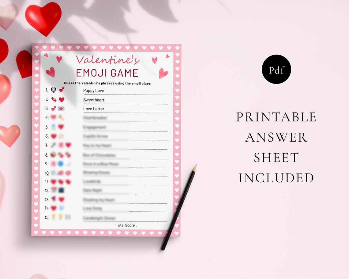 Valentine's Day Emoji Game, Valentine's Day Activity, Valentine's Day ...