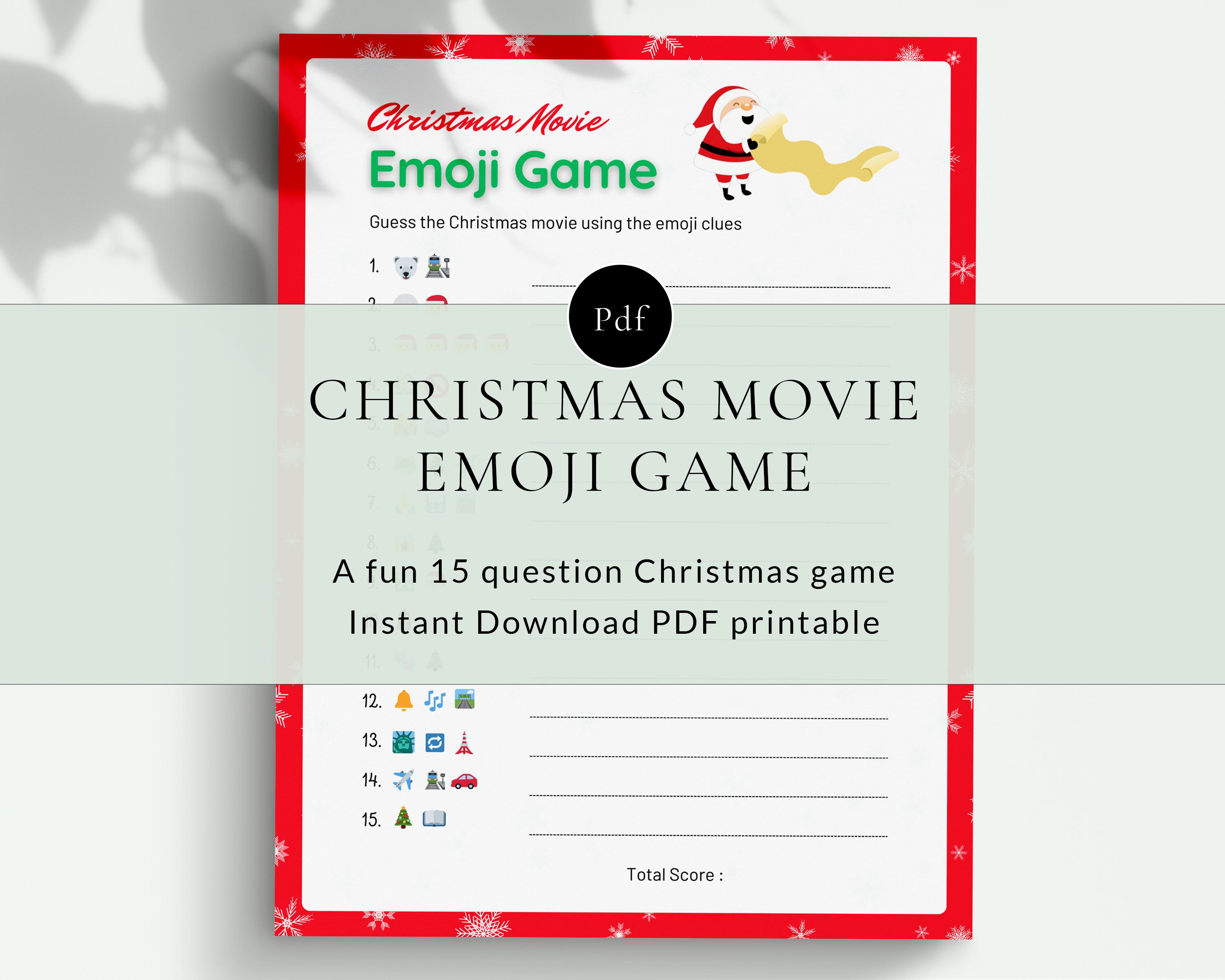 Christmas Movie Emoji Game Printable, Christmas Quiz Questions, Emoji ...