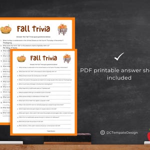 Fall Trivia Game, Autumn Trivia for Kids, Fall Classroom Activity ...