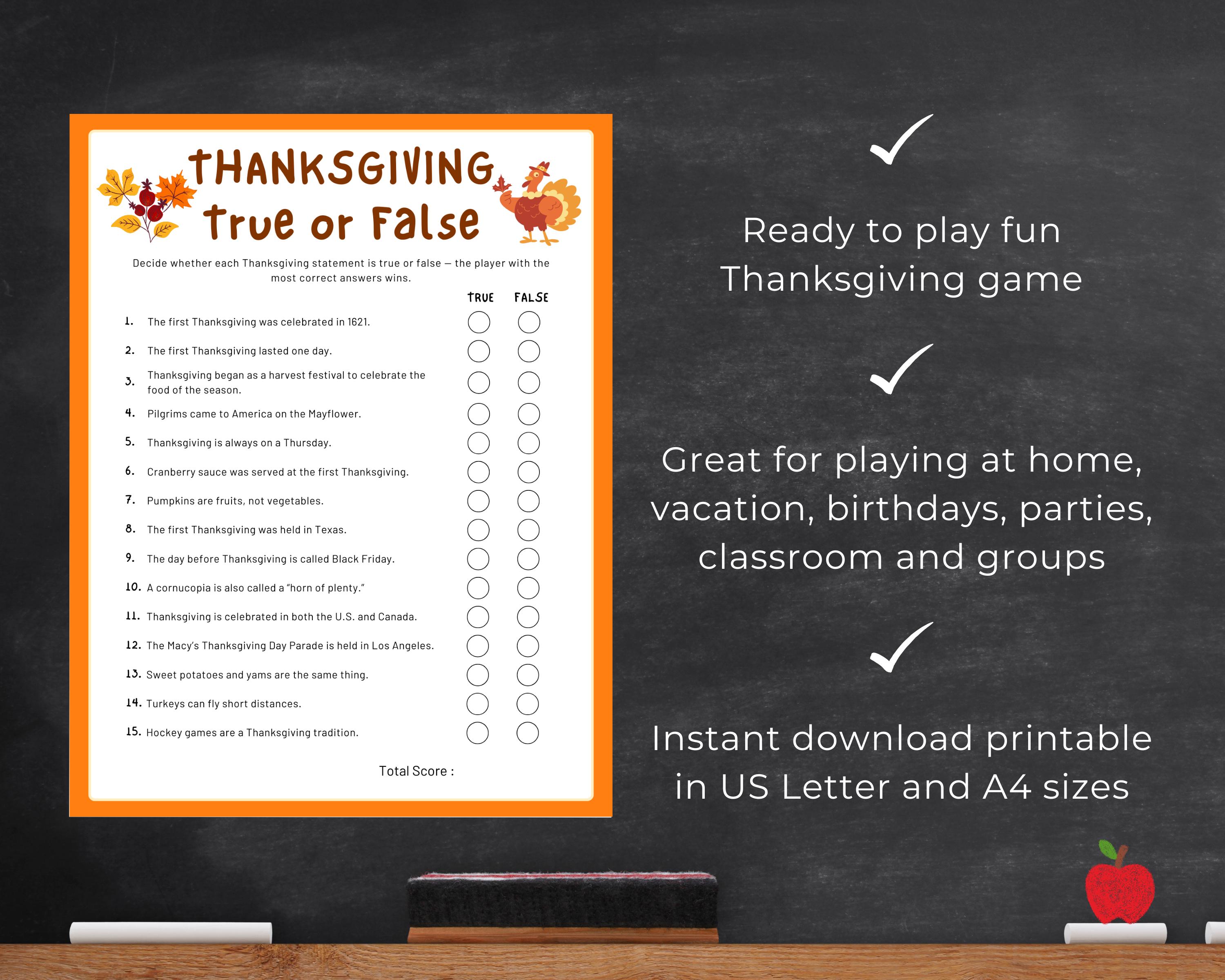 Thanksgiving Trivia Game, Thanksgiving Quiz, Thanksgiving Classroom ...