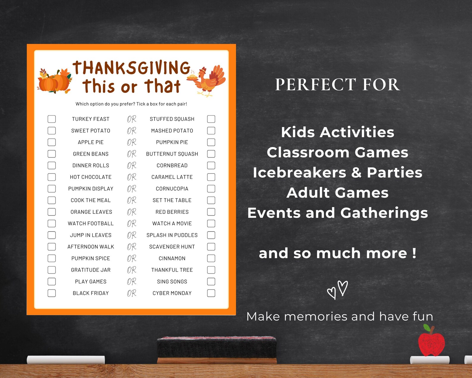 Thanksgiving This or That Game, Thanksgiving Game for Kids ...