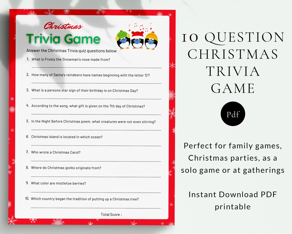 Christmas Trivia Quiz Game, Christmas Games Kids, Family Christmas Quiz ...