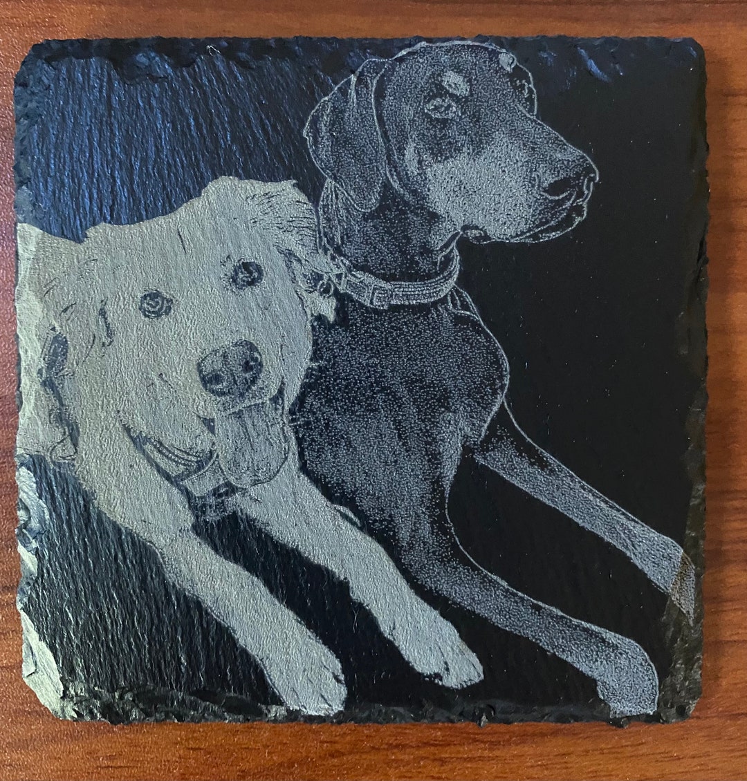 Photo Laser Engraved Slate Coasters. Set of 4. Personalized Engraved ...