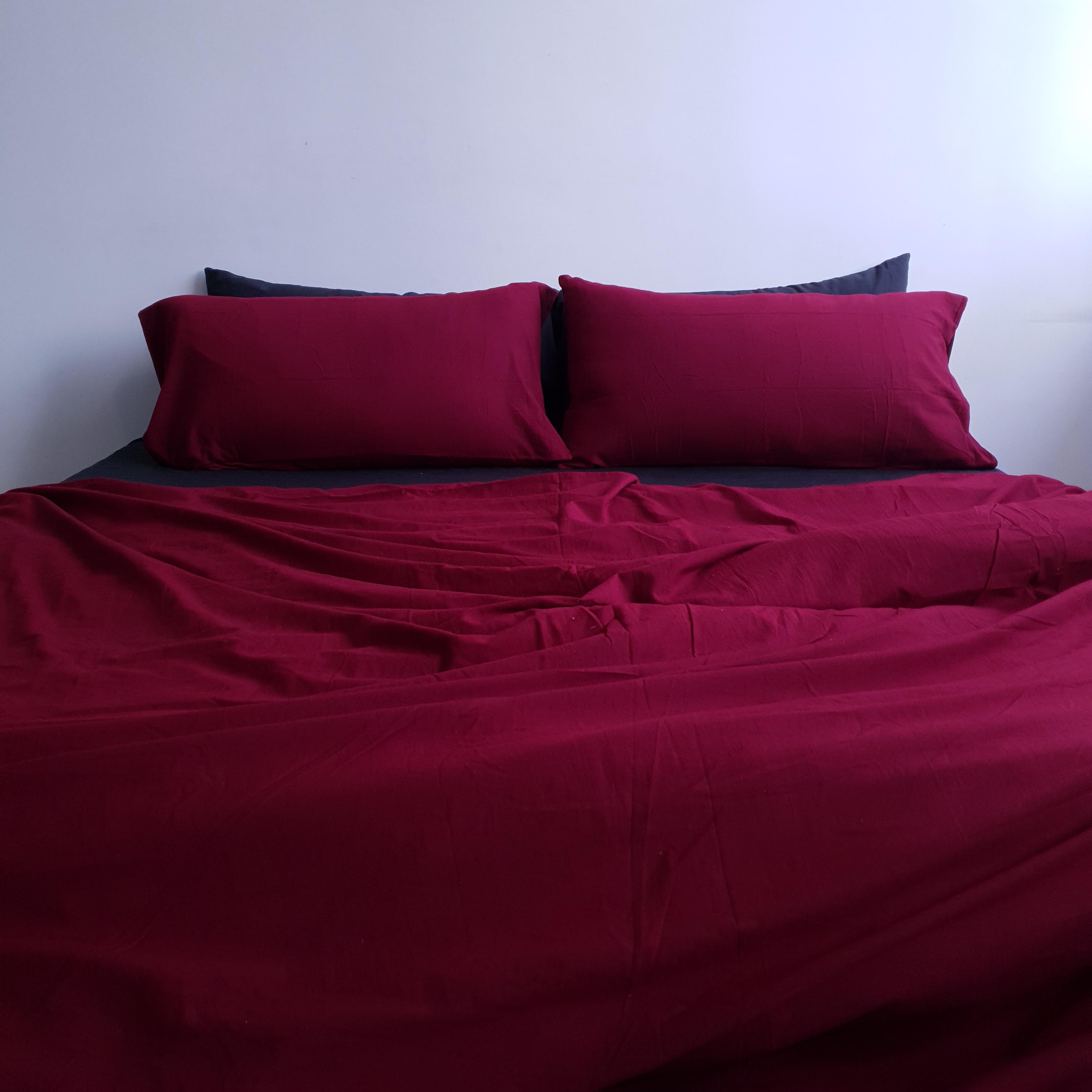 Linen Duvet Cover Berry With Pillow Cases, Linen Duvet Cover With Ties ...