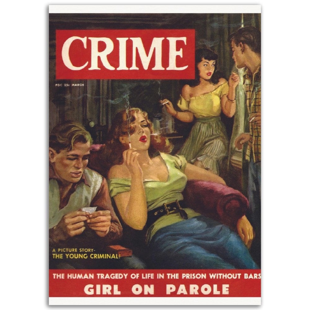 CRIME Pulp Magazine Cover-the Young Criminals-girls on Parole-museum Quality Poster-retro ...