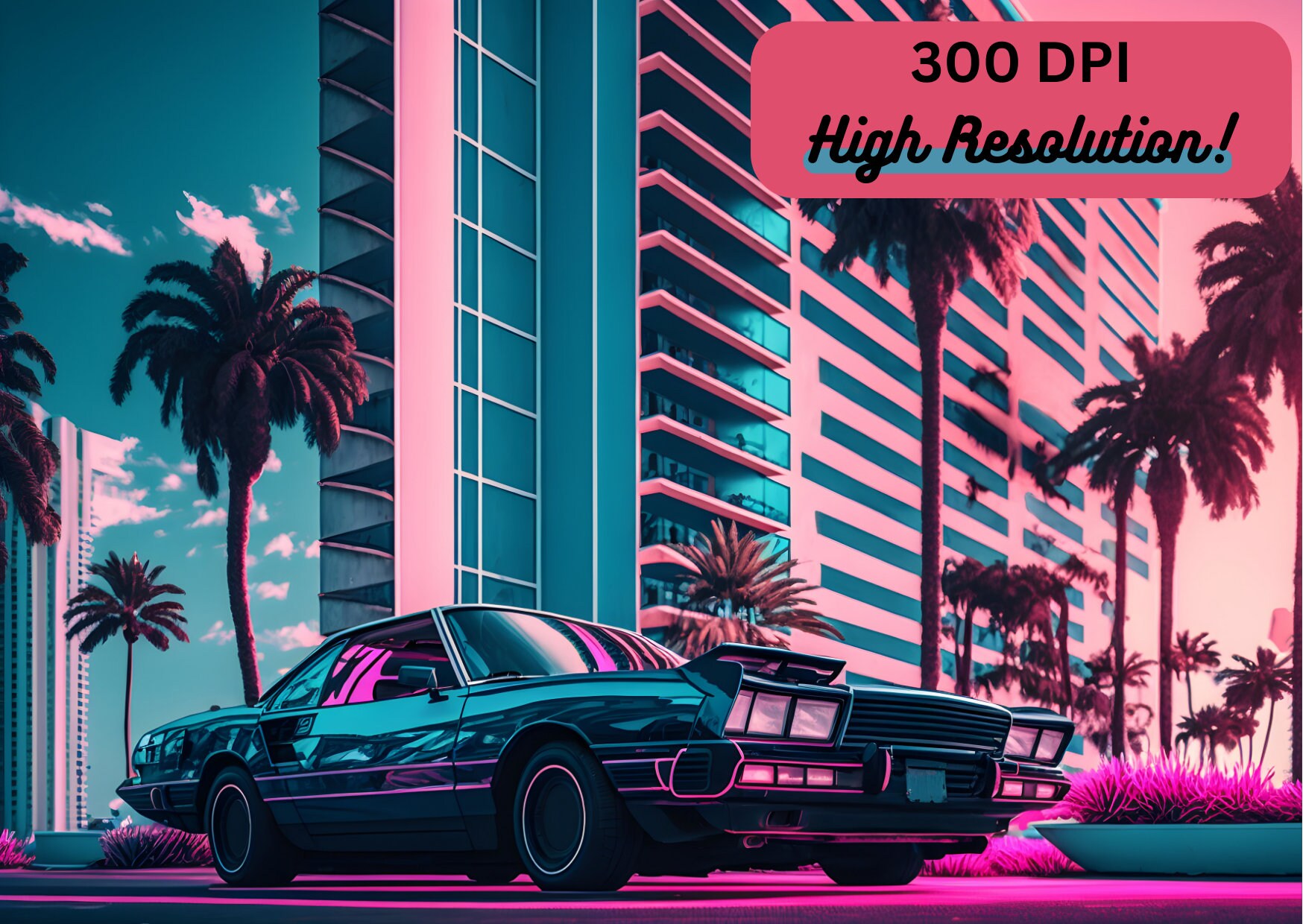 Retrowave Wall Art Neon Download Vaporwave Car Poster Digital Synthwave ...