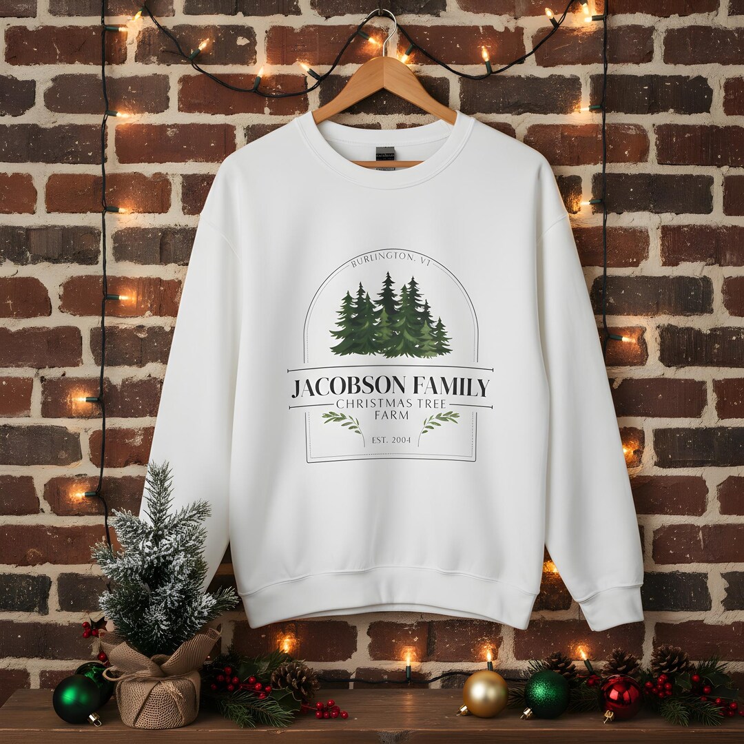 Personalized Christmas Tree Farm Sweatshirt, Family Holiday Crewneck - Etsy