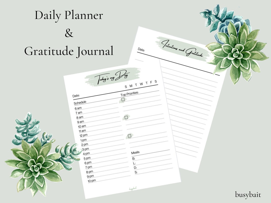 Minimalist Digital Daily Planner and Gratitude Journal (green) - Etsy