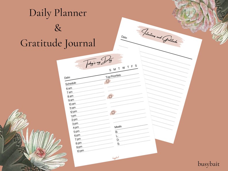 Minimalist Digital Daily Planner & Gratitude Journal (terracotta/pink ...