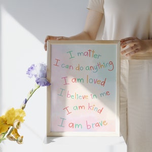 Positive Affirmations Printable, Positive Affirmations Wall Art ...