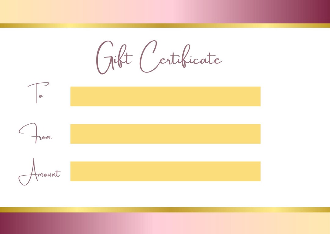 Gift Certificate Printable, Gift Voucher Template, Small Business Gift ...