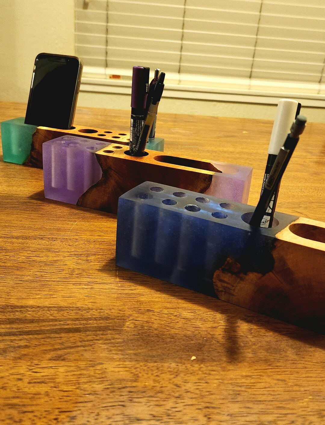 Resin and Wood Pen/phone Holders - Etsy