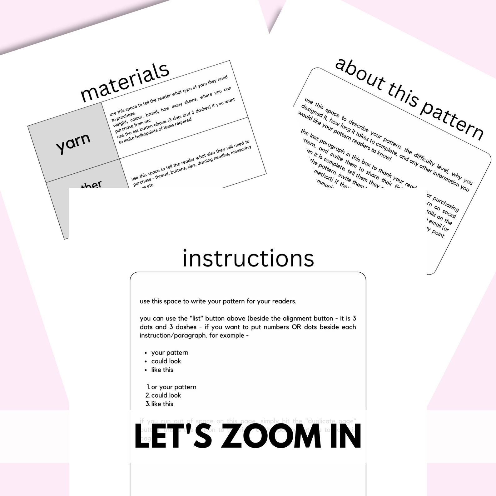 Basic Blank Crochet Pattern Template for Crochet Businesses Social Media Manager Canva Knitting ...