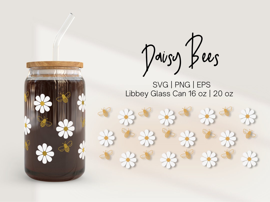 Libbey Glass 16oz | 20oz Wrap, Daisy Svg, Daisy Mug Wrap, Daisy Clipart ...