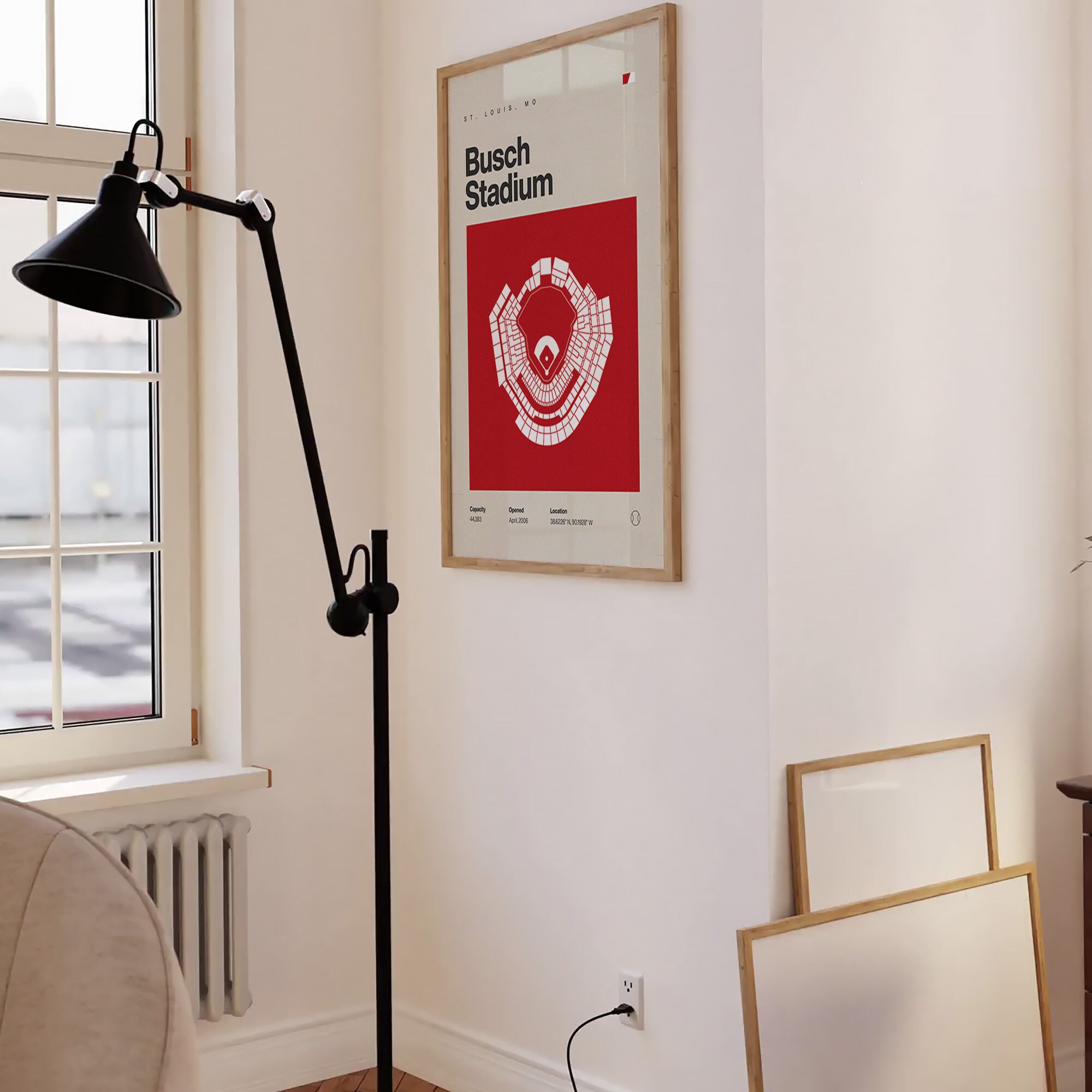 St. Louis Cardinals Poster, Busch Stadium Print, Mid Century Modern ...