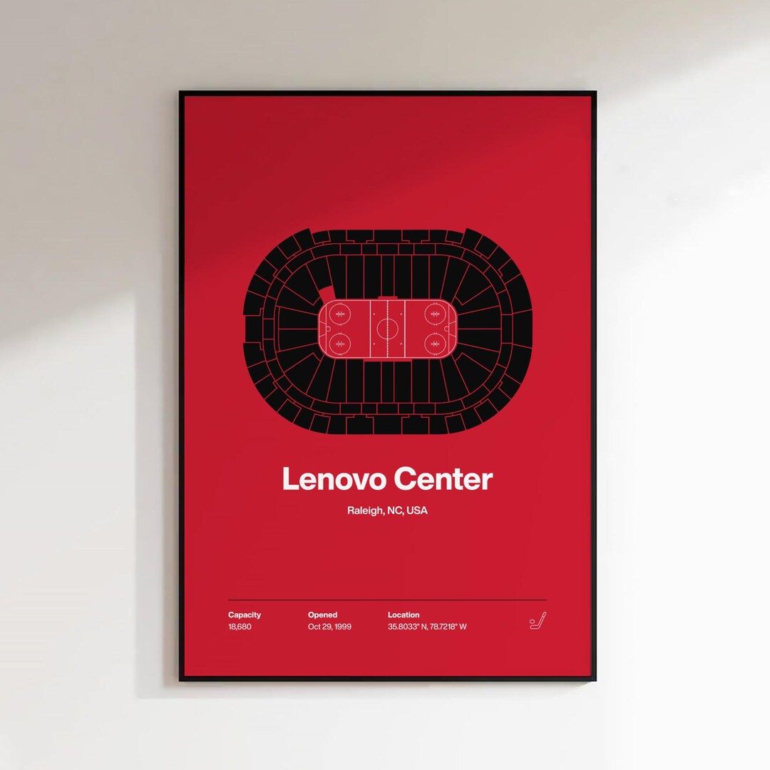 Carolina Hurricanes Poster, Lenovo Center Stadium Print, Mid Century ...