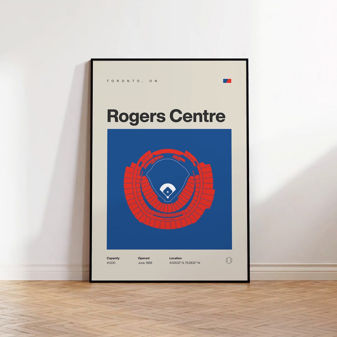 Toronto Blue Jays Poster, Rogers Centre Stadium Print, Mid Century ...