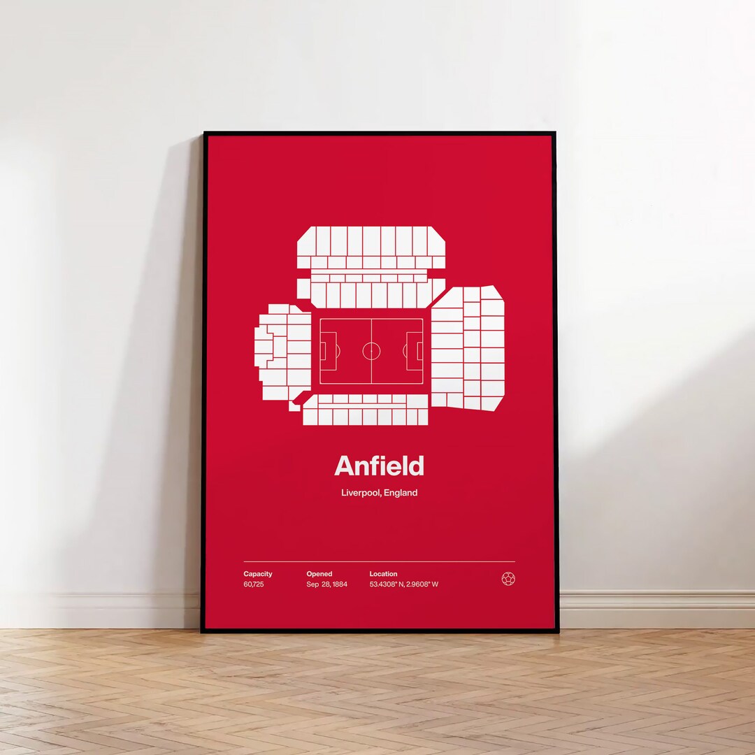 Liverpool Football Poster, Anfield Stadium Poster, Mid Century Modern ...