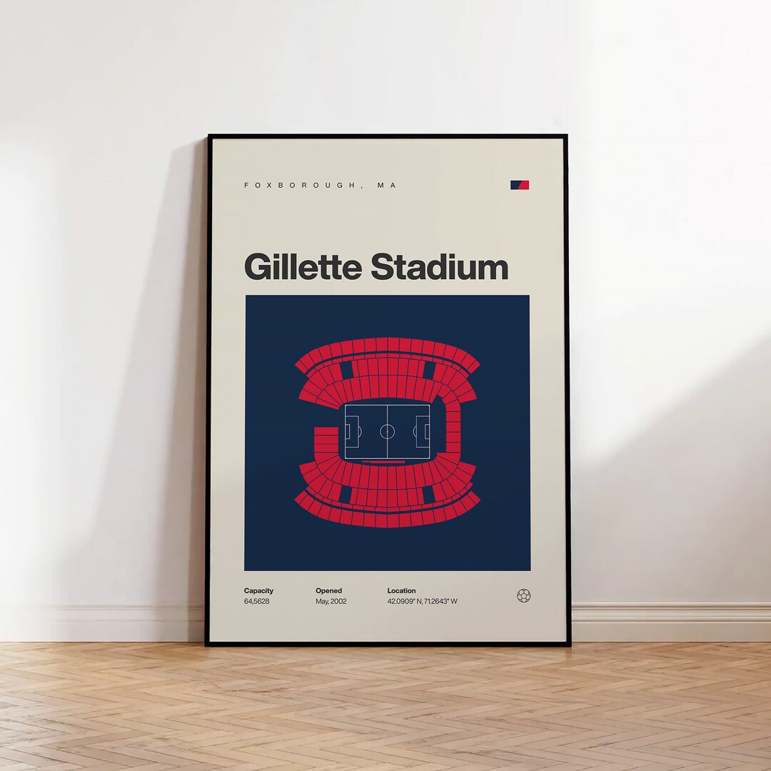 New England Revolution Poster, Gillette Stadium Print, Mid Century ...