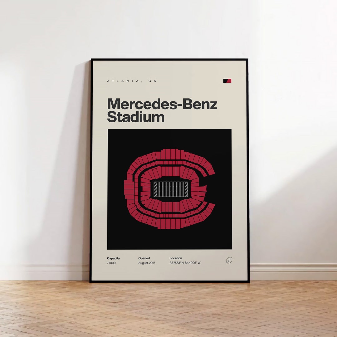 Atlanta Falcons Poster, Mercedes-benz Stadium Print, Mid Century Modern ...