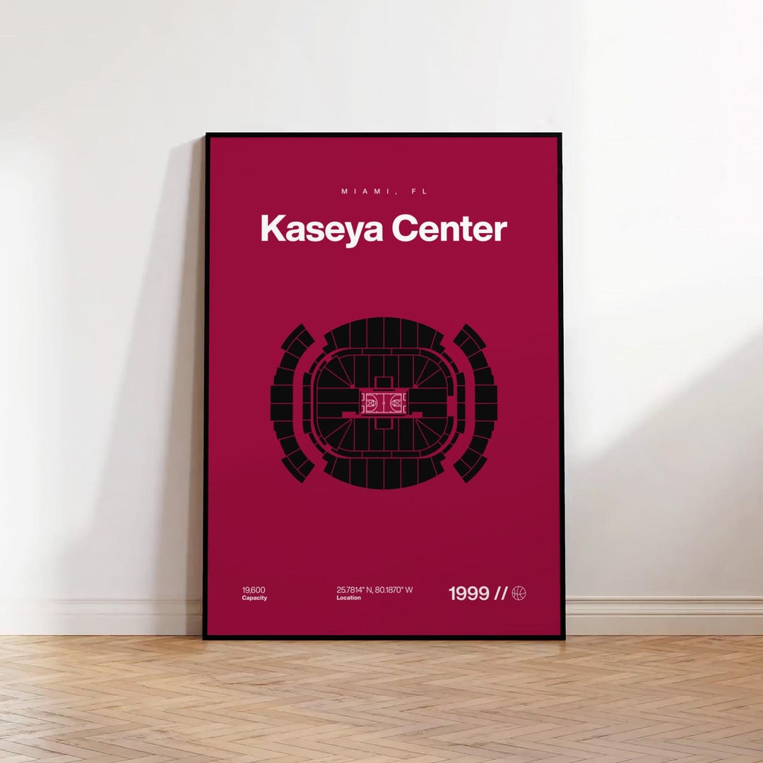 Miami Heat Poster, Kaseya Center Arena Print, Mid Century Modern ...