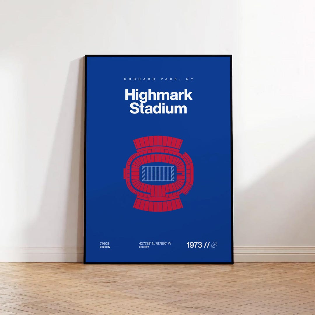 Buffalo Football Poster, Highmark Stadium Print, Mid Century Modern ...