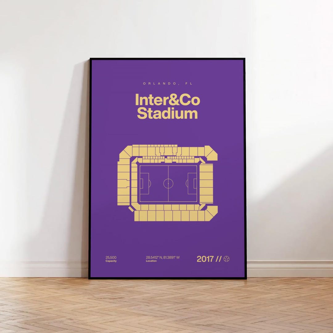 Orlando City SC Poster, Inter&co Stadium Print, Mid Century Modern ...