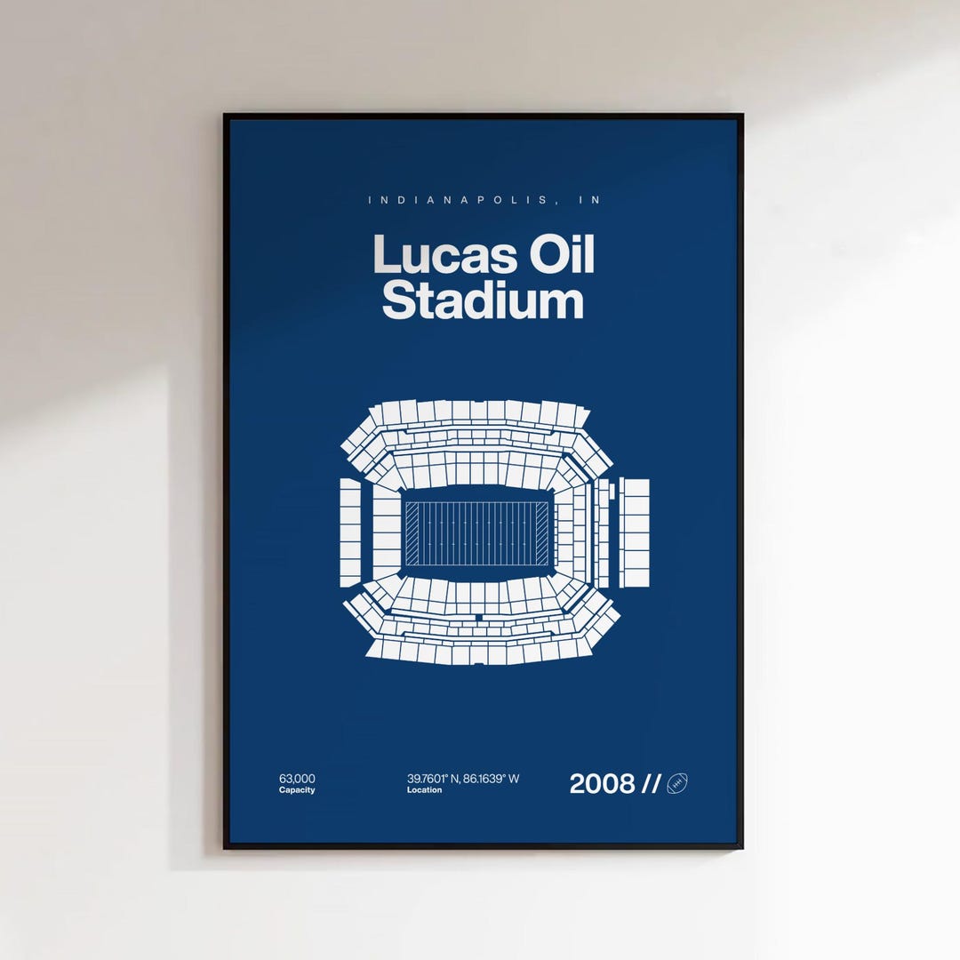 Indianapolis Colts Poster, Lucas Oil Stadium Print, Mid Century Modern ...