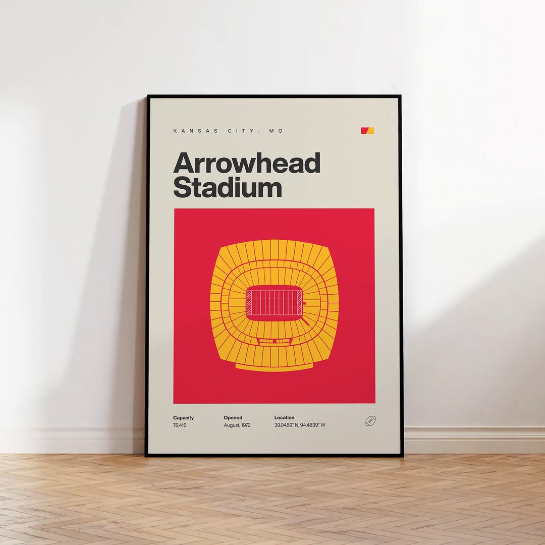 Kansas City Chiefs Poster, Arrowhead Stadium Print, Mid Century Modern ...