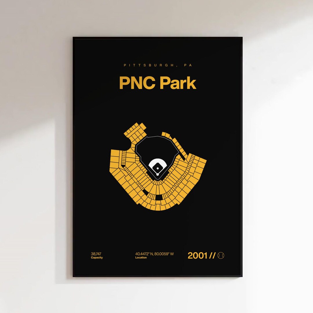 Pittsburgh Pirates Poster, PNC Park Stadium Print, Mid Century Modern ...