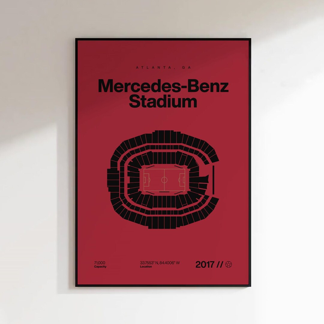 Atlanta United Poster, Mercedes Benz Stadium Print, MLS Poster, Mid ...