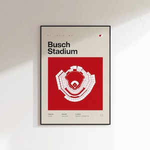 St. Louis Cardinals Poster, Busch Stadium Print, Mid Century Modern ...