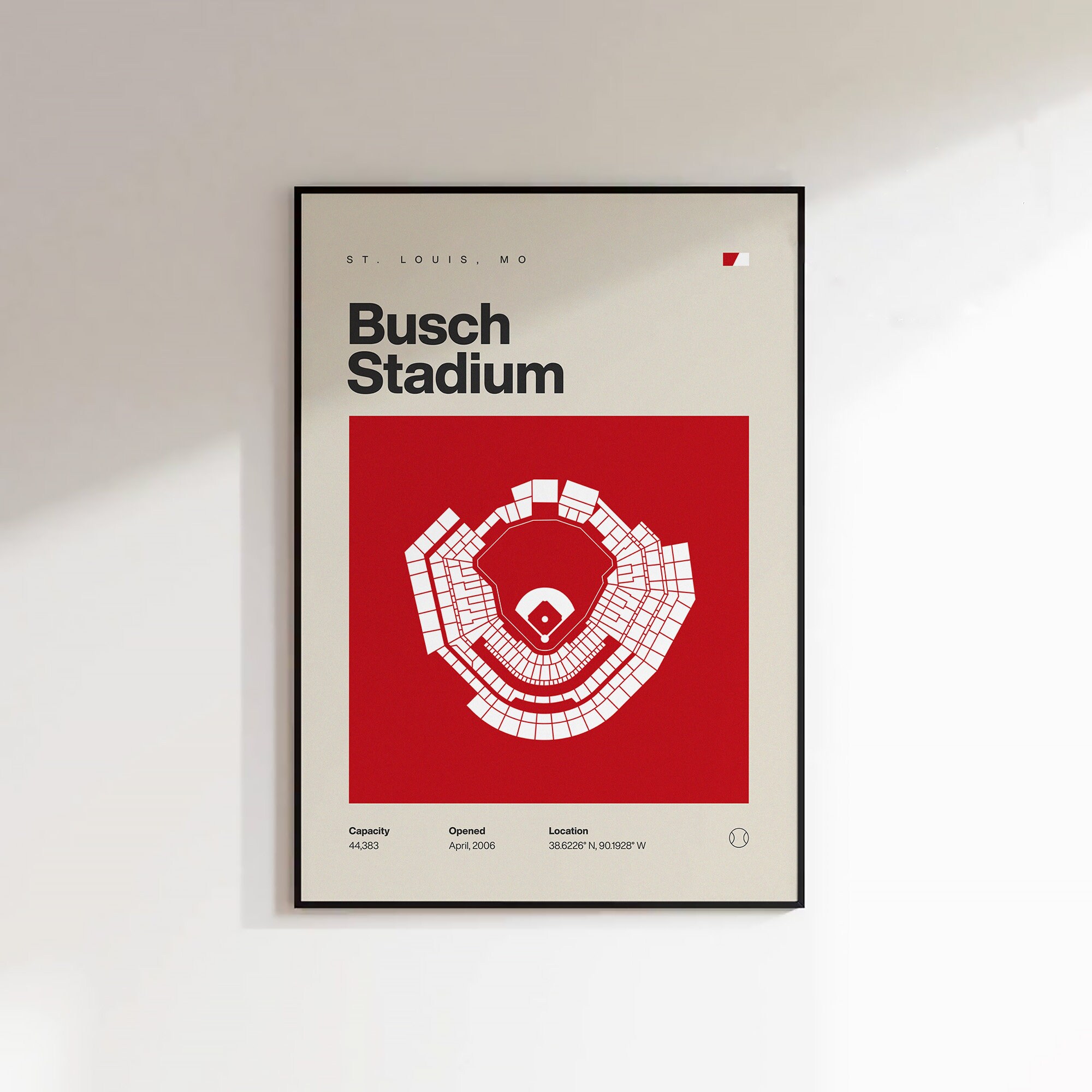 St. Louis Cardinals Poster, Busch Stadium Print, Mid Century Modern ...