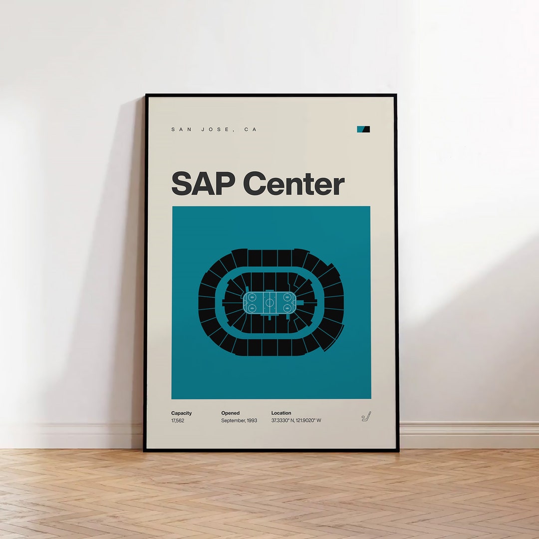 San Jose Sharks Poster SAP Center Stadium Print Mid Century - Etsy