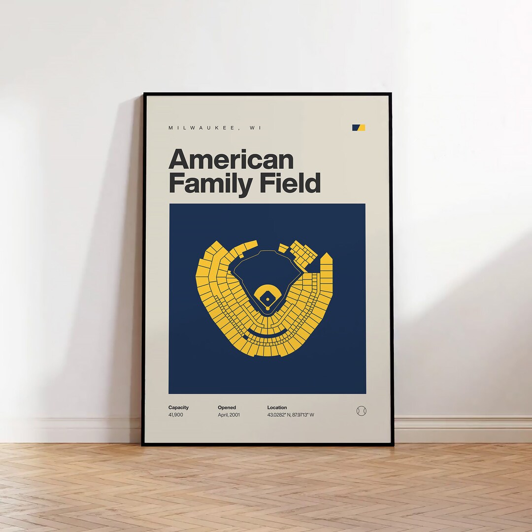 Milwaukee Brewers Poster, American Family Field Print, Mid Century ...