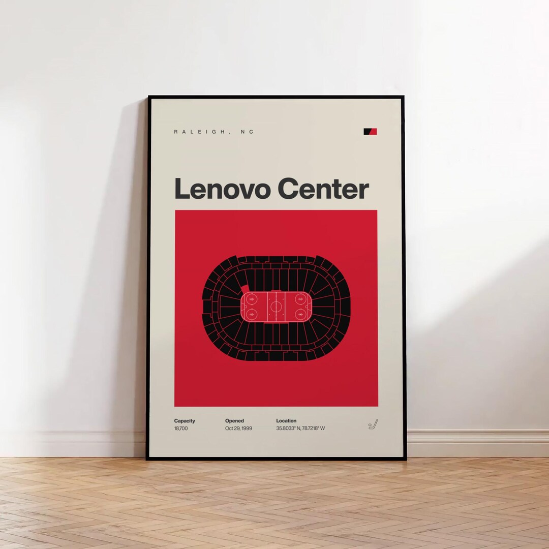 Carolina Hurricanes Poster, Lenovo Center Stadium Print, Mid Century ...