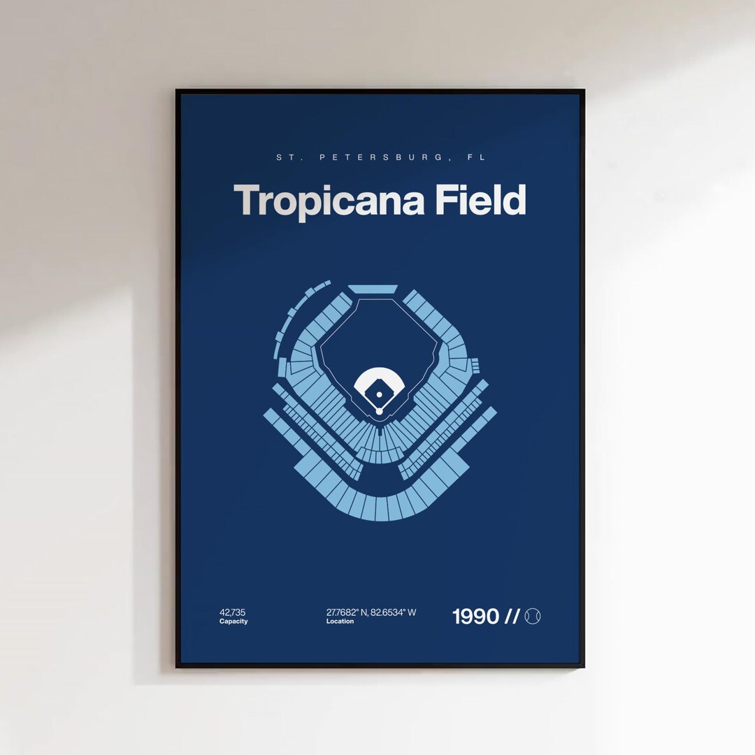 Tampa Bay Rays Poster, Tropicana Field Baseball Stadium Print, Mid ...