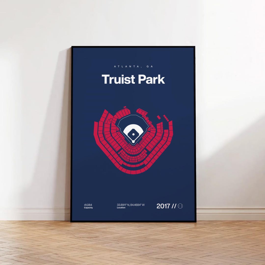 Atlanta Braves Poster, Truist Park Stadium Print, Mid Century Modern ...