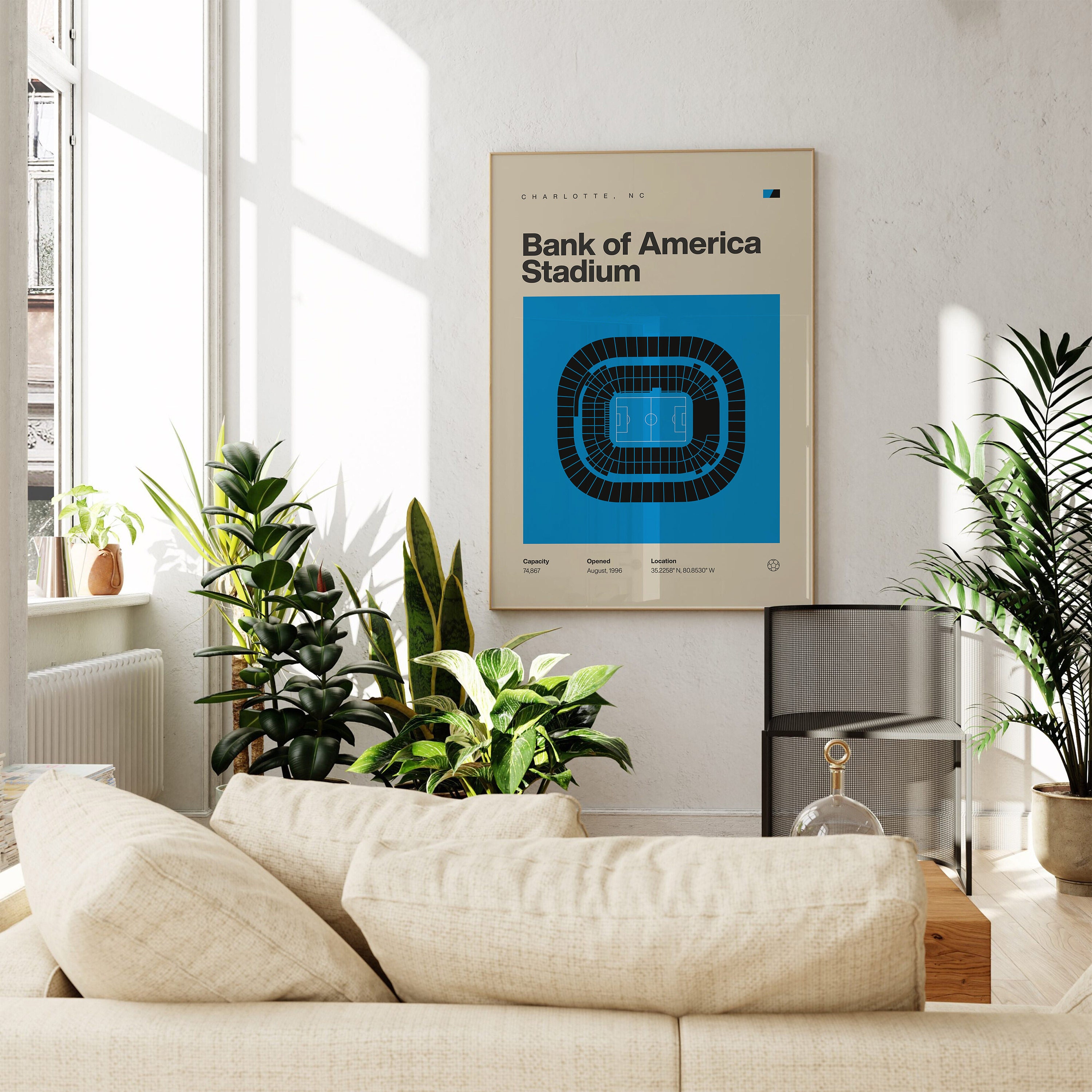 Charlotte FC Poster, Bank of America Stadium Print, MLS Poster, Mid ...