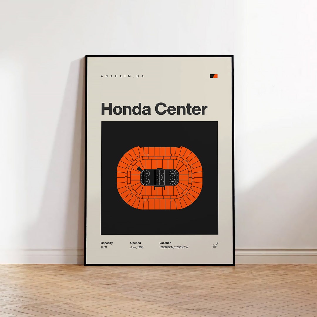 Anaheim Ducks Poster, Honda Center Print, NHL Poster, Mid Century ...