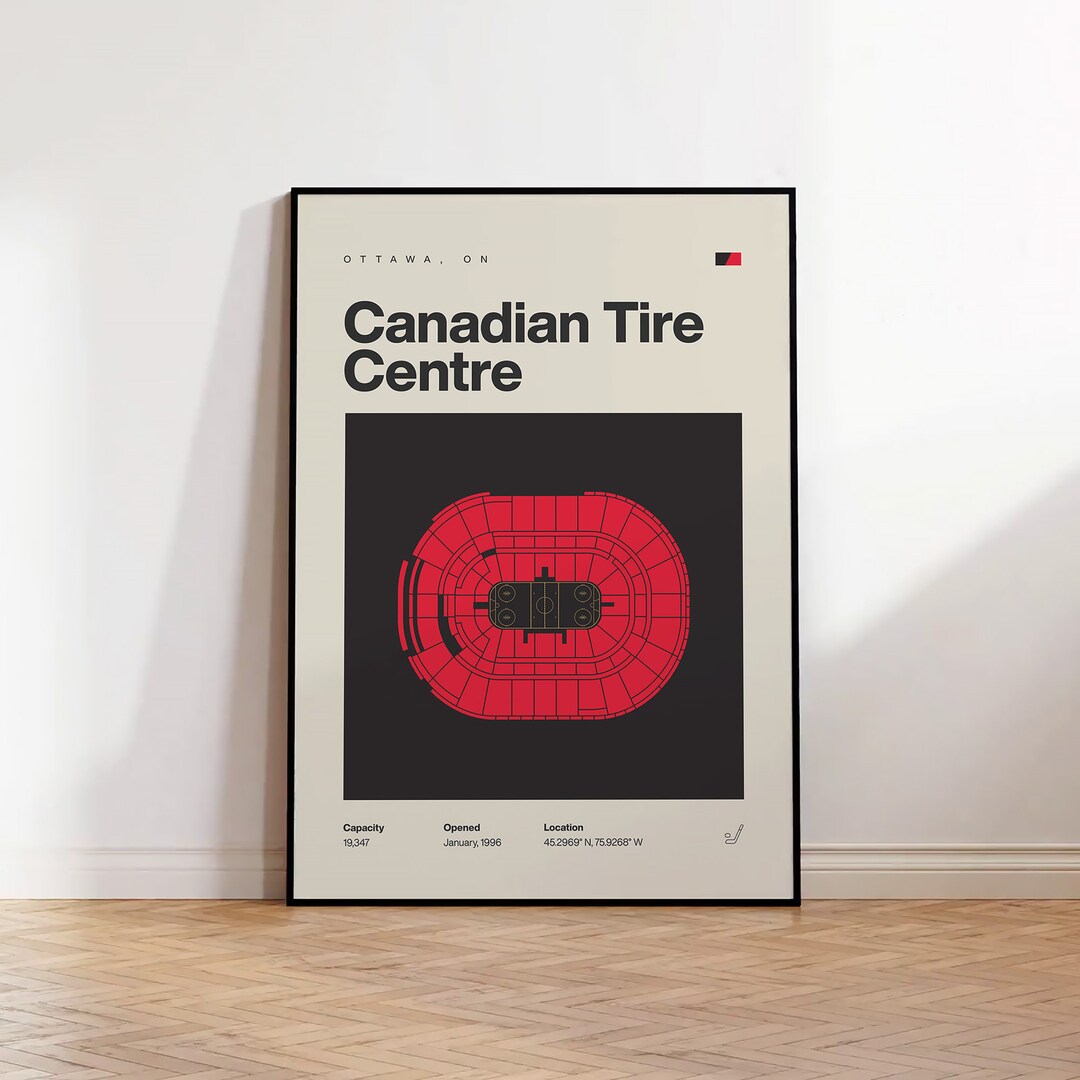 Ottawa Senators Poster, Canadian Tire Centre Stadium Print, Mid Century ...
