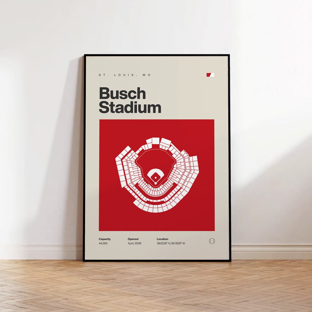 St. Louis Cardinals Poster, Busch Stadium Print, Mid Century Modern ...