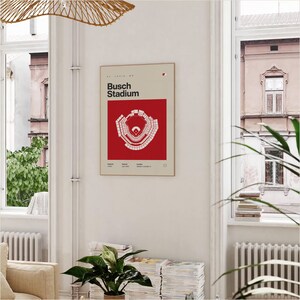 St. Louis Cardinals Poster, Busch Stadium Print, Mid Century Modern ...