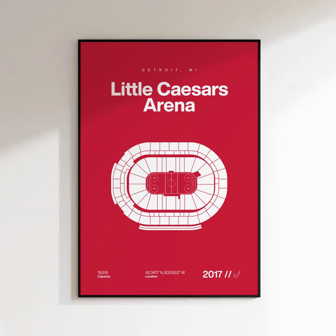 Detroit Red Wings Poster, Little Caesars Arena Print, Mid Century ...