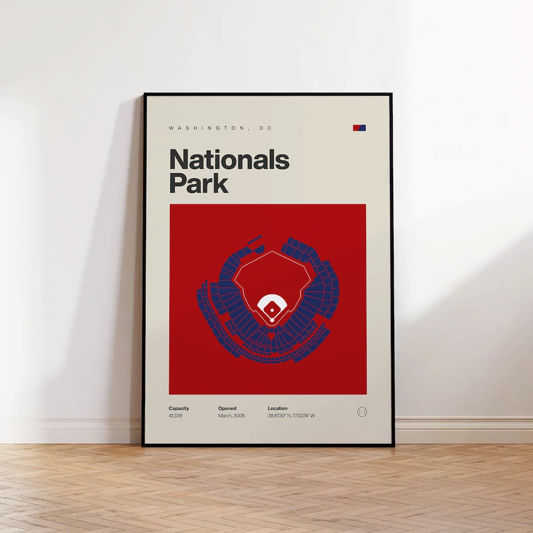 Washington Nationals Poster, Nationals Park Stadium Print, Mid Century ...